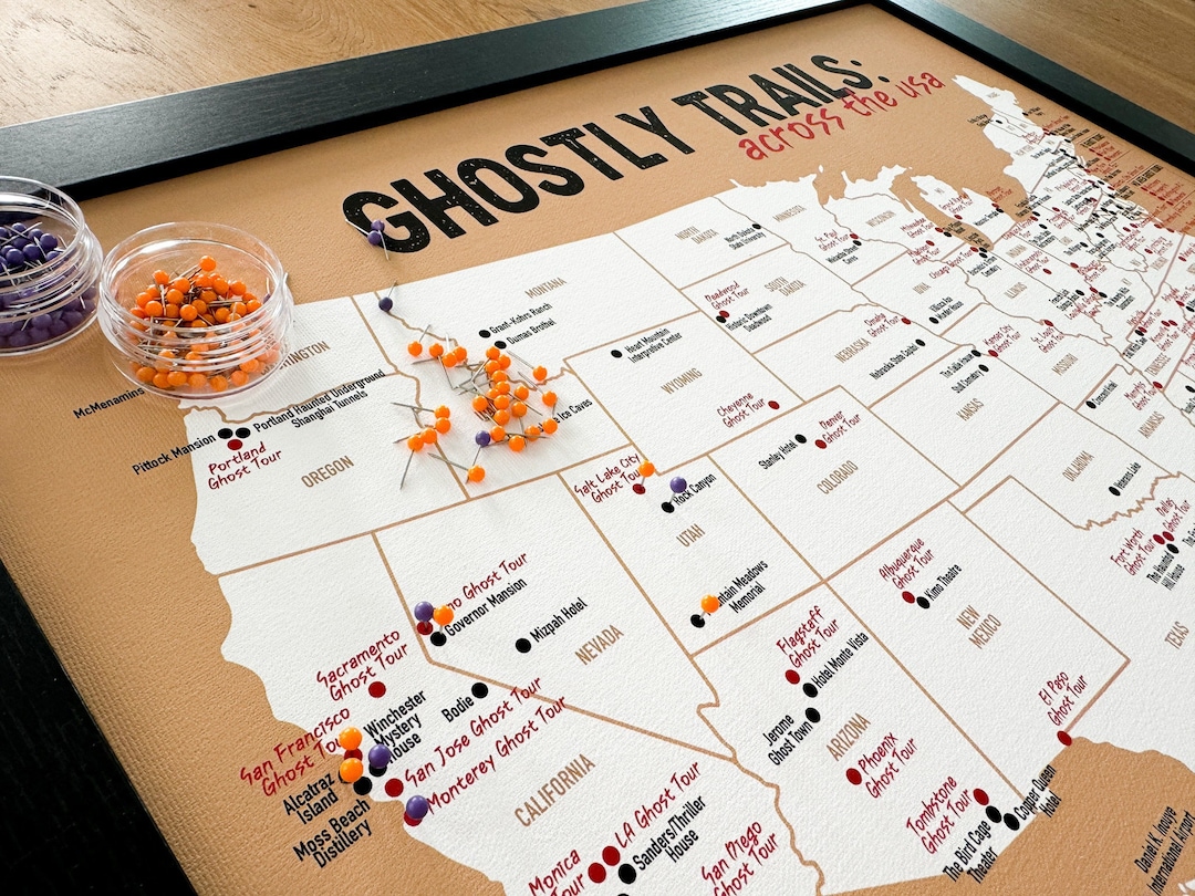 Haunted House Push Pin Travel Map: Spooky US Ghost Tour, Bucket List ...