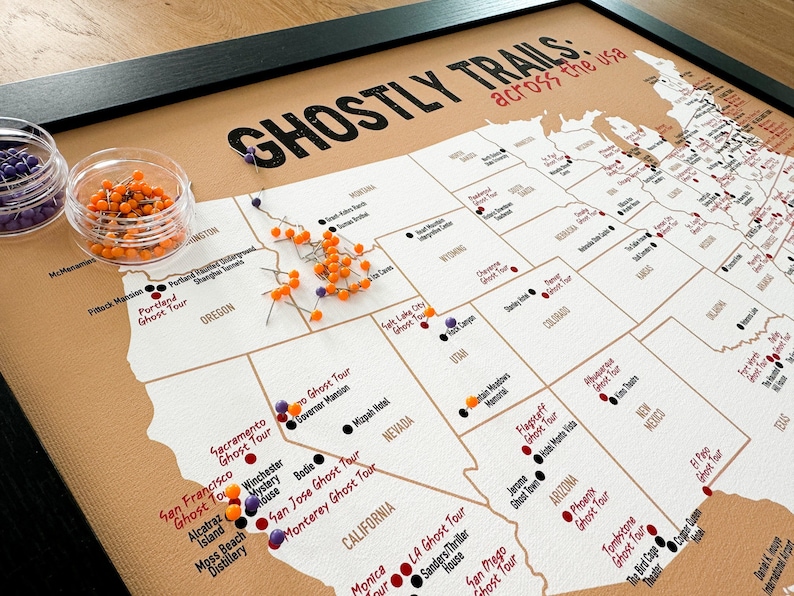 Haunted House Push Pin Travel Map: Spooky US Ghost Tour, Bucket List ...