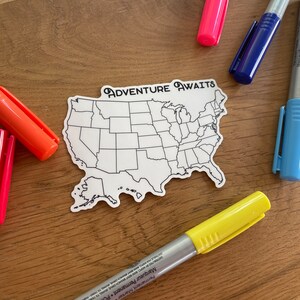 United States Sticker Map 4 Inch, Travel Tracker, Vinyl Water Proof ...