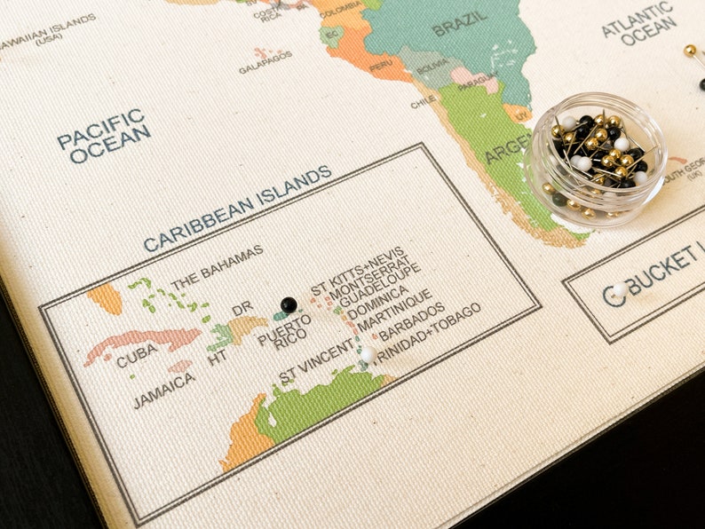 World Map With Push Pins to Track Travel, Political Map of the World ...
