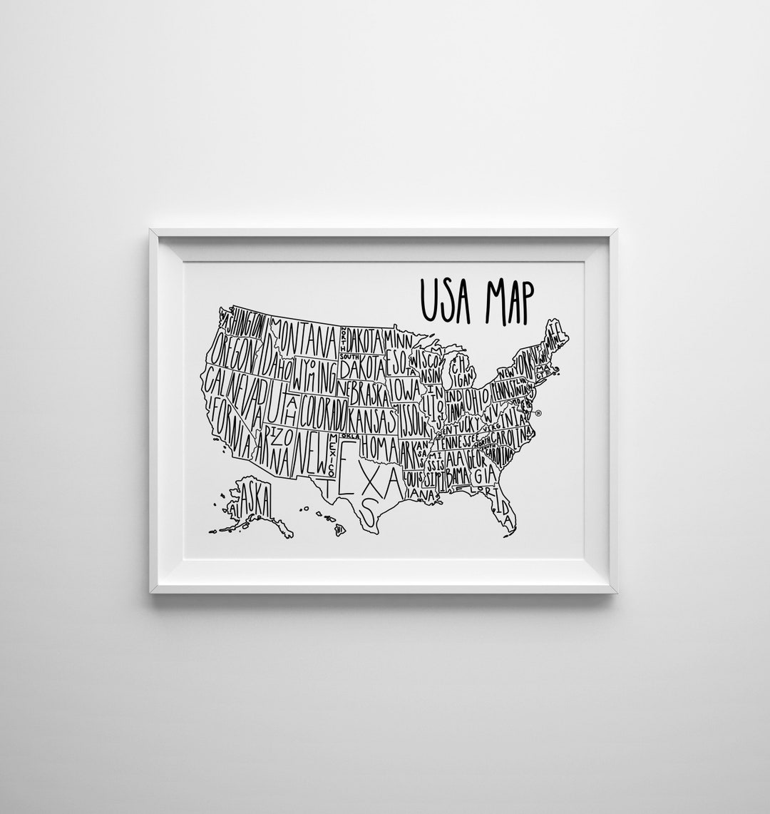 USA Map Printable, Homeschool Decor, Large Poster, Art, Print, Sales ...