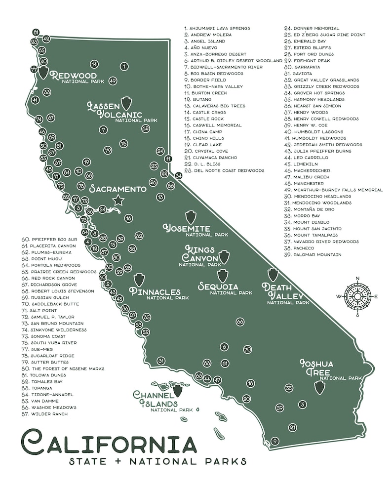 California State & National Parks Push Pin Map: Adventure Tracker ...