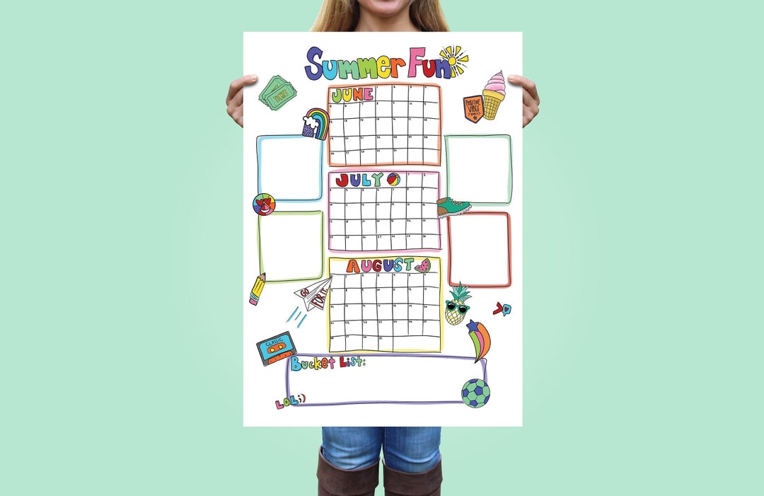 Printable 2025 Summer Bucket List, Kid's Summer Break Chart, Poster ...