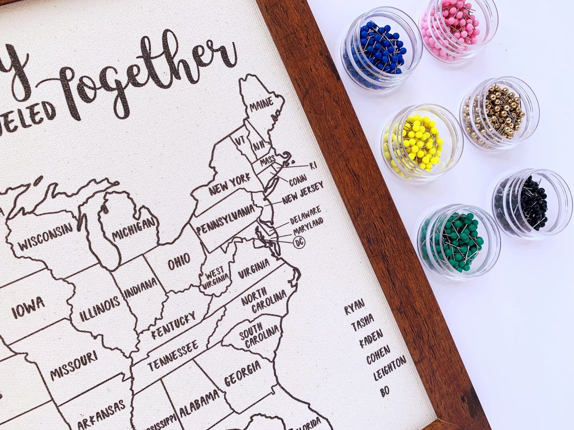 Push Pin Map Personalized Travel Map USA United States | Etsy