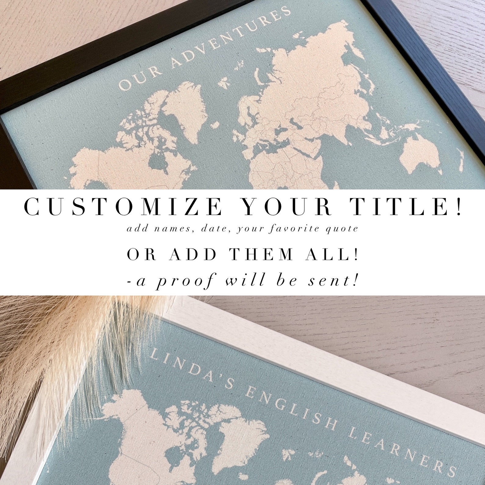 Custom Push Pin World Map: Modern Travel Tracker, Personalized Canvas ...