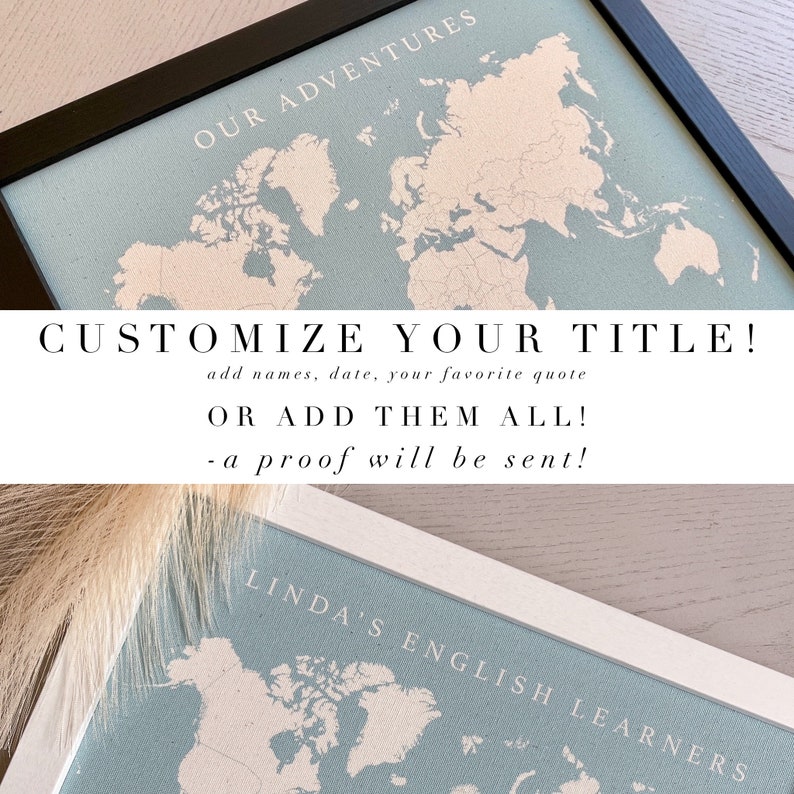 Custom Push Pin World Map: Modern Travel Tracker, Personalized Canvas ...