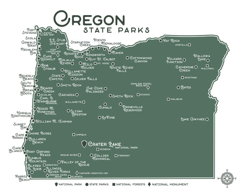 Oregon State Parks Push Pin Map: Hiker Adventure Wall Decor - Etsy