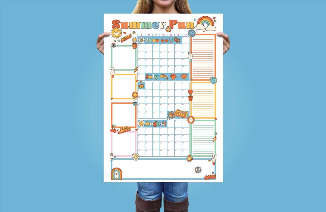 2025 Summer Bucket List Poster: Groovy Kid's Calendar - Etsy