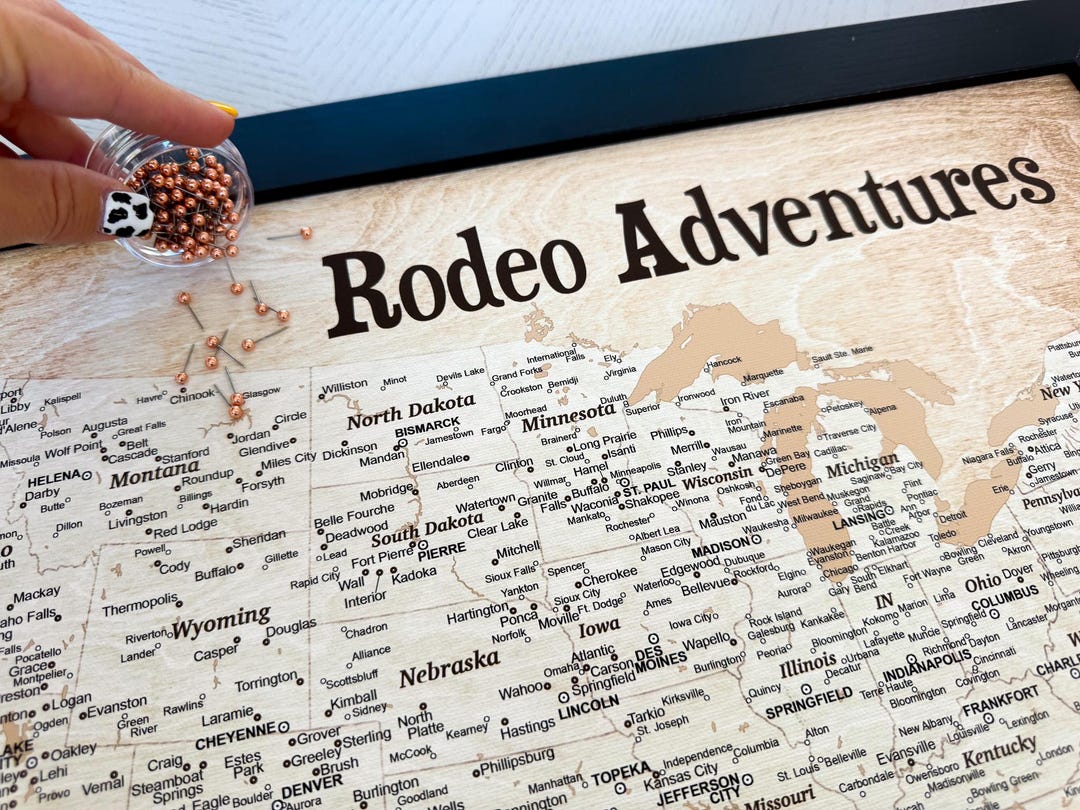 USA Rodeo Push Pin Map: Personalized Western Decor, Cowgirl Gift - Etsy