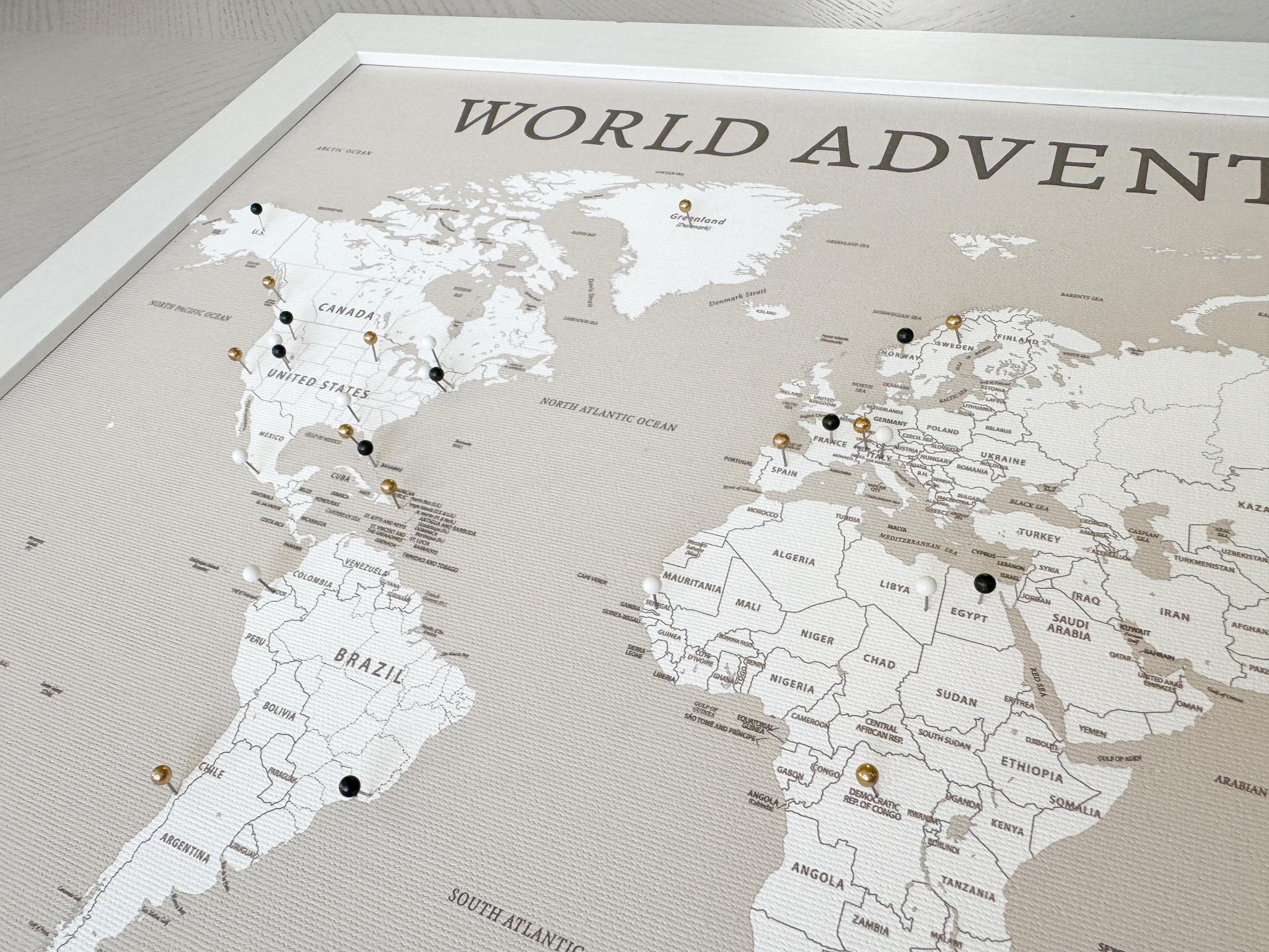 Personalized World Map Push Pin Travel Map, Custom Push Pin Map Track ...