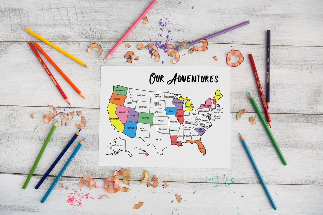 USA Our Adventures Map DIGITAL DOWNLOAD Printable, Travel Tracker ...