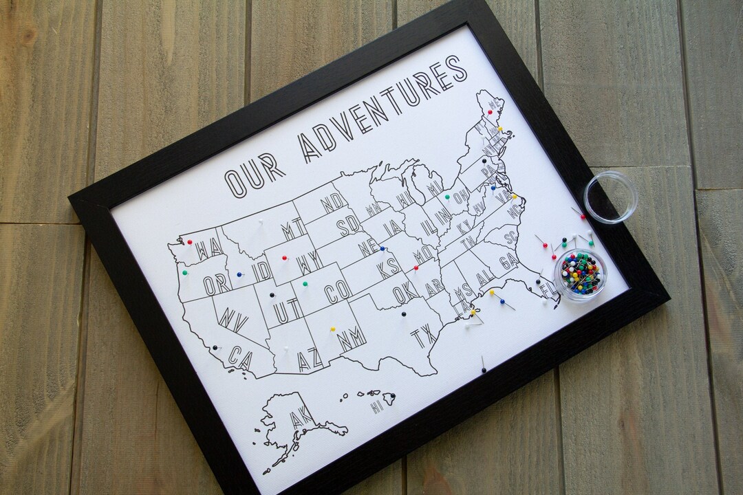 Push Pin Map, Personalized Travel Map, USA, United States, Second ...