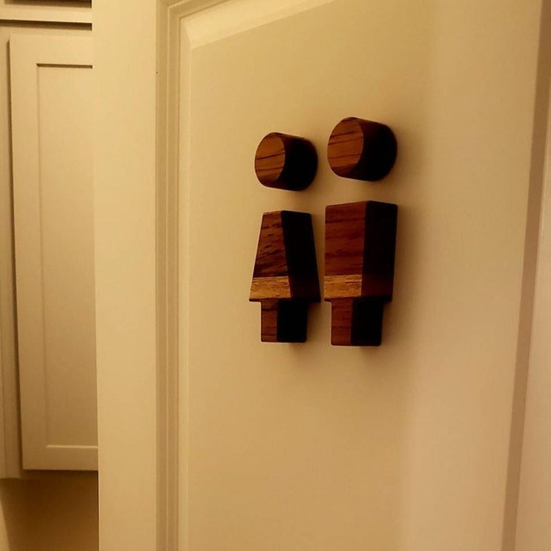 Modern Decorative Restroom Sign wooden peoples - Etsy