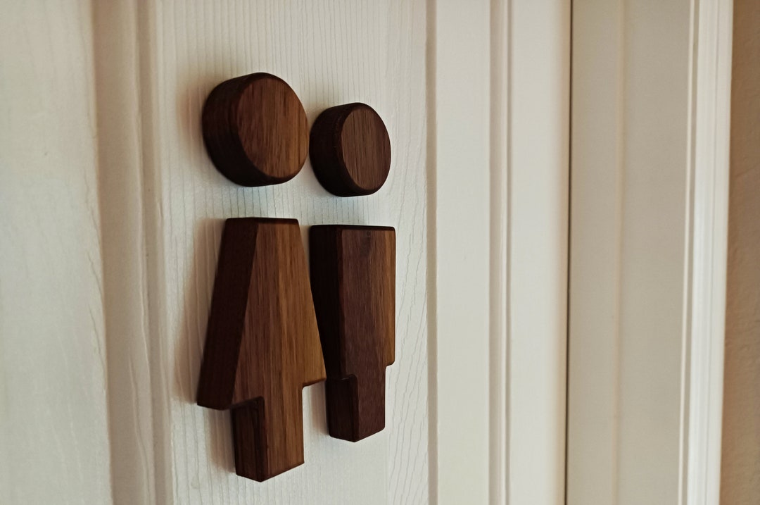Modern Decorative Restroom Sign - (wooden "peoples" in Solid Black ...