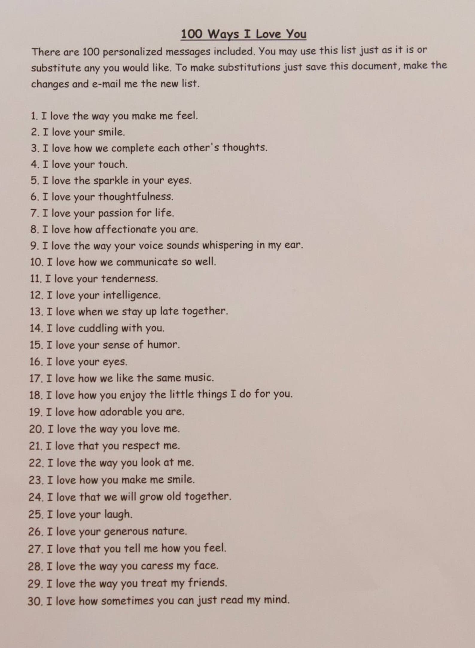 Personalized Love Pills, Secret Love Messages, 100 Reasons I Love You ...