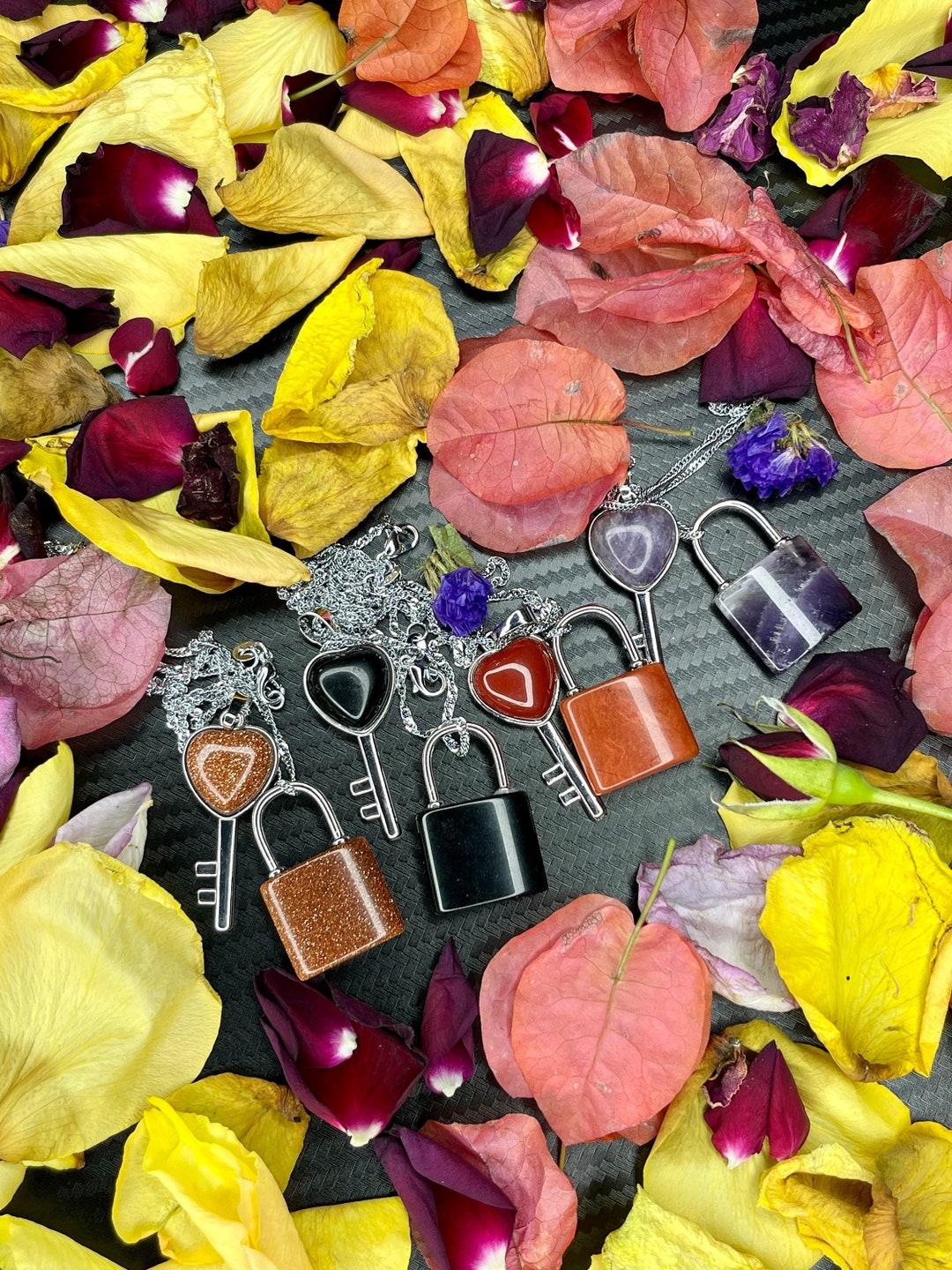 Crystal Lock and Key Necklace, You Choose - Etsy