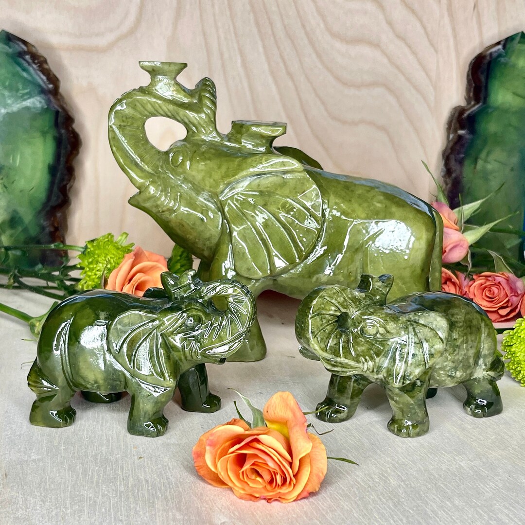 Green Jade Crystal Elephant: Feng Shui Luck, Prosperity Totem - Etsy