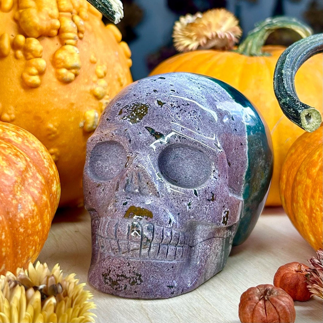 Ocean Jasper Skull Halloween Decor, Spooky, Samhain Day of the Dead ...