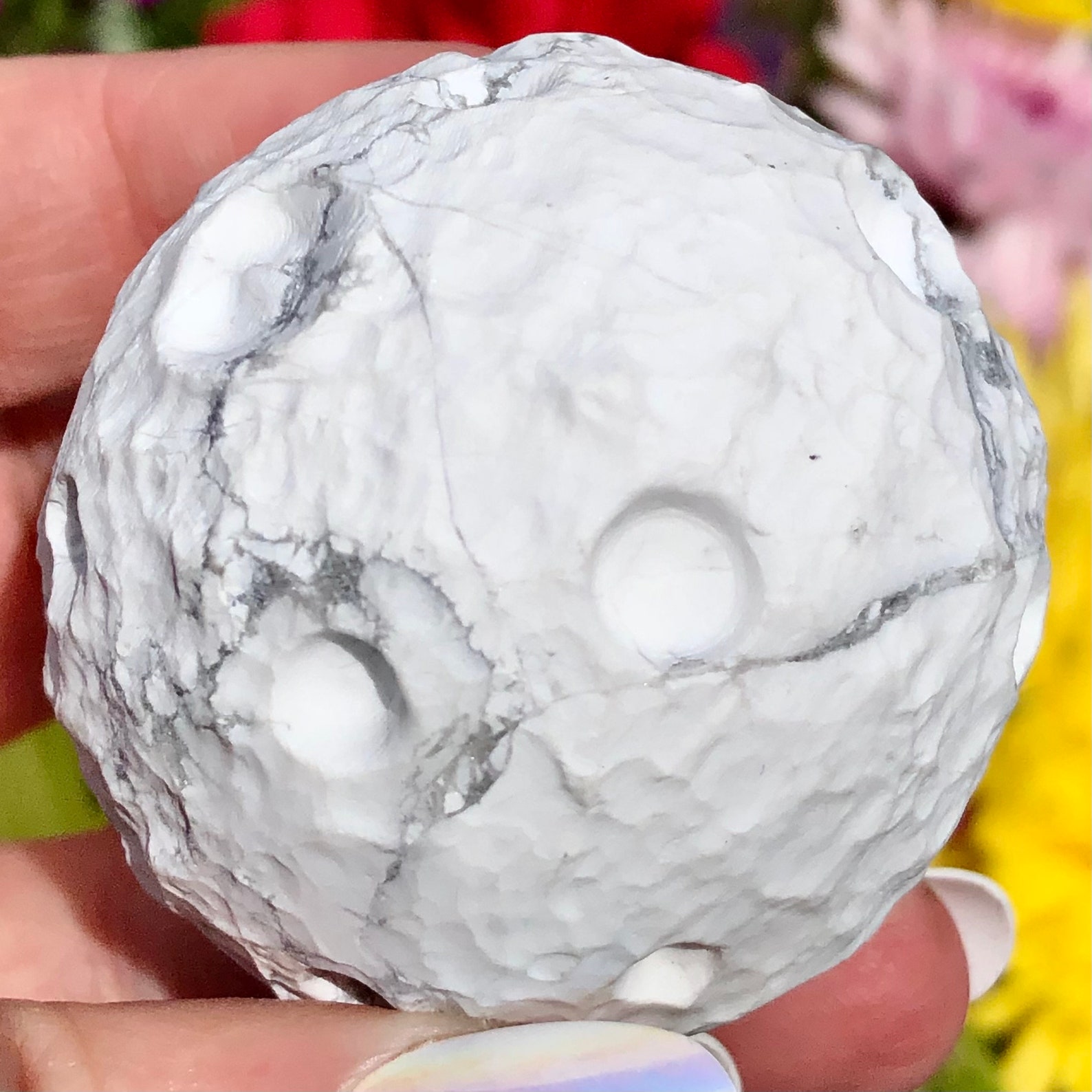 Howlite Crystal Moon Sphere 47 Mm - Etsy