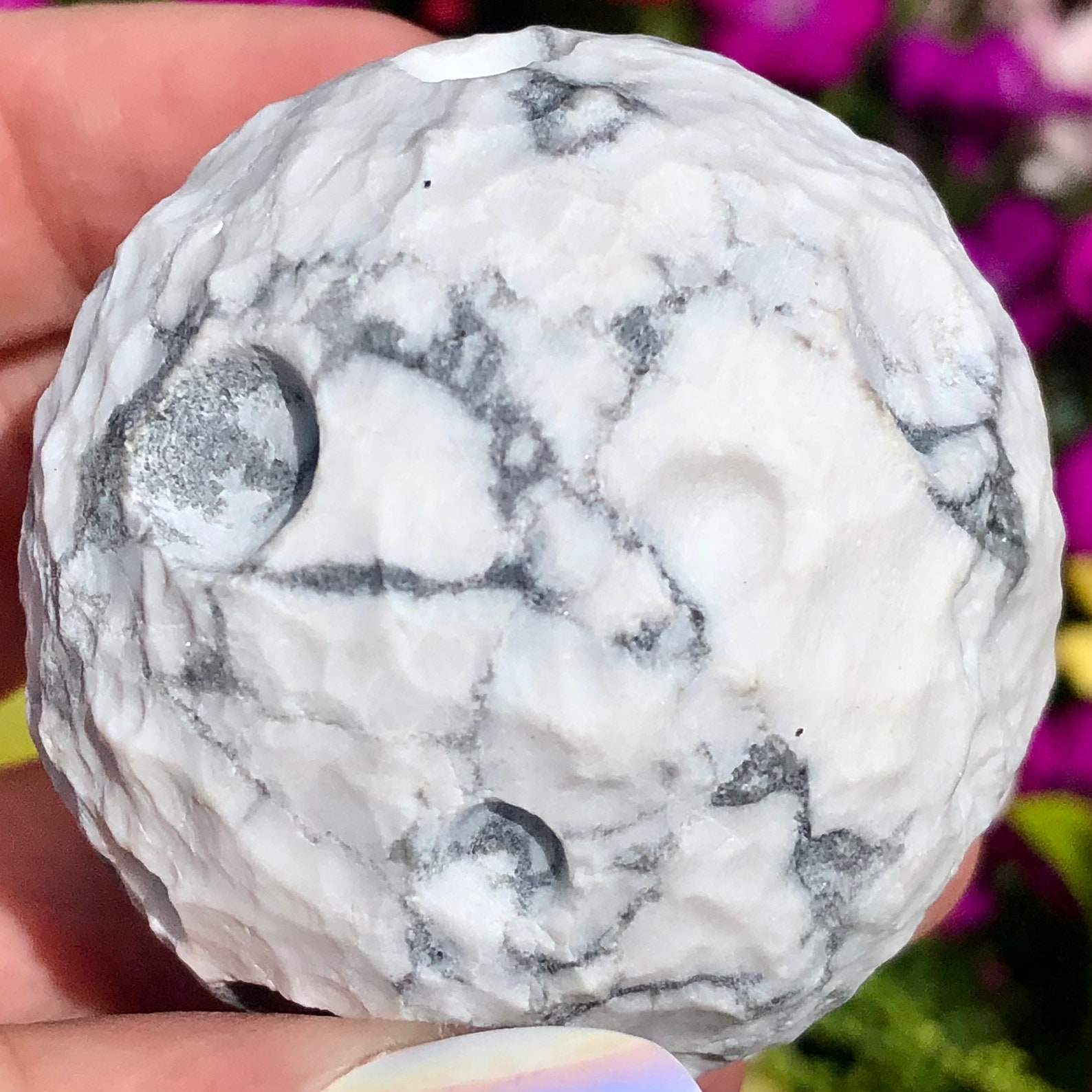 Howlite Crystal Moon Sphere 47 Mm | Etsy