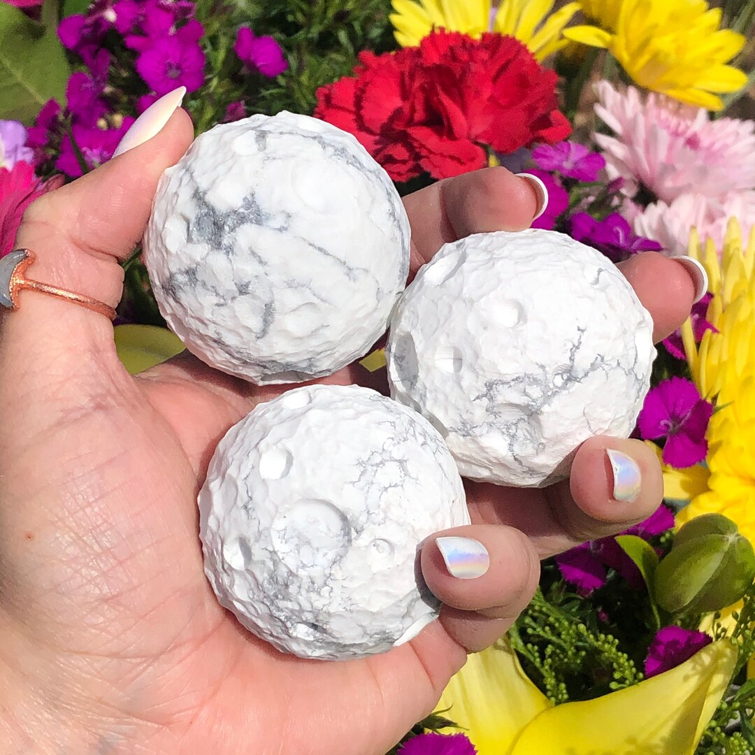Howlite Crystal Moon Sphere 47 Mm - Etsy