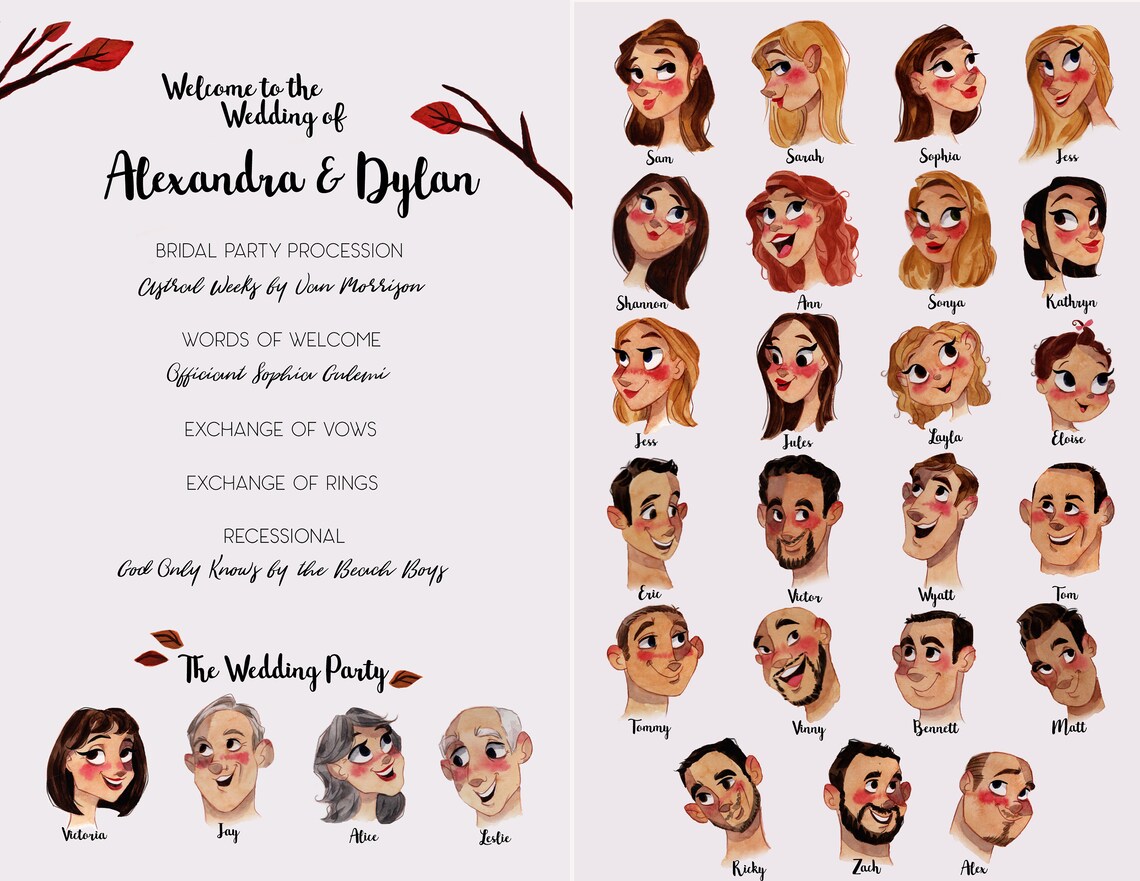 Custom Illustrated Wedding Program / Digital File - Etsy