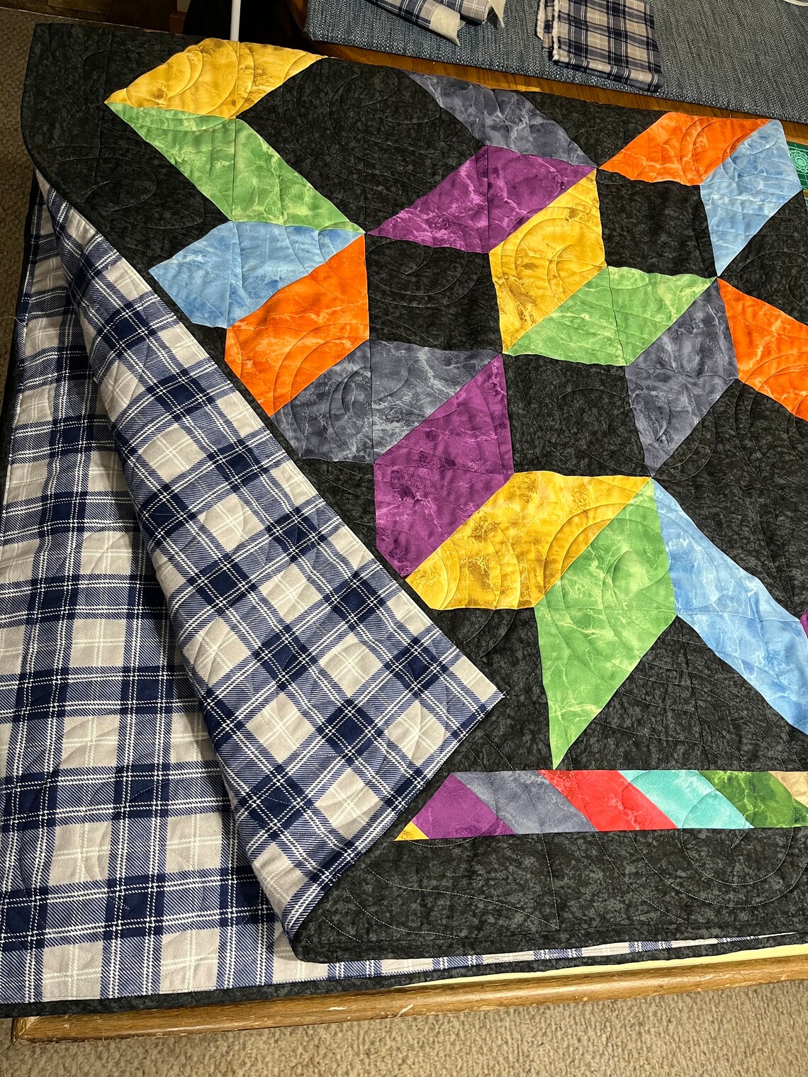 Quilts (2), Carpenter Wheel Pattern, Full Size, 72x80 - Etsy