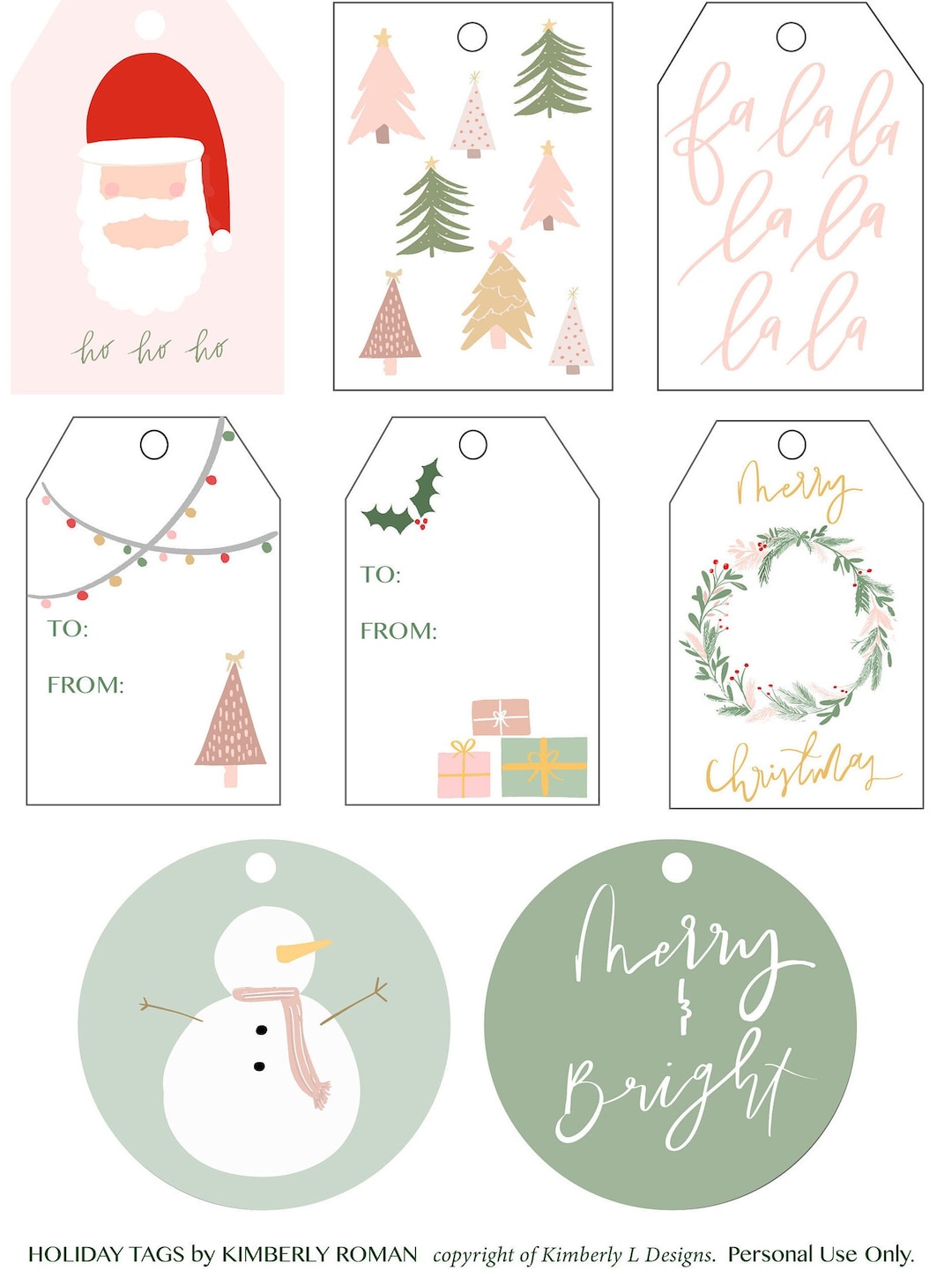 Christmas Printable Tags, Holiday Gift Tags, Christmas Printable ...