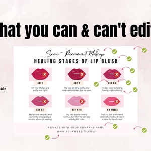 Lip Blush Template, Lip Blush Stages of Healing, Editable Semi ...