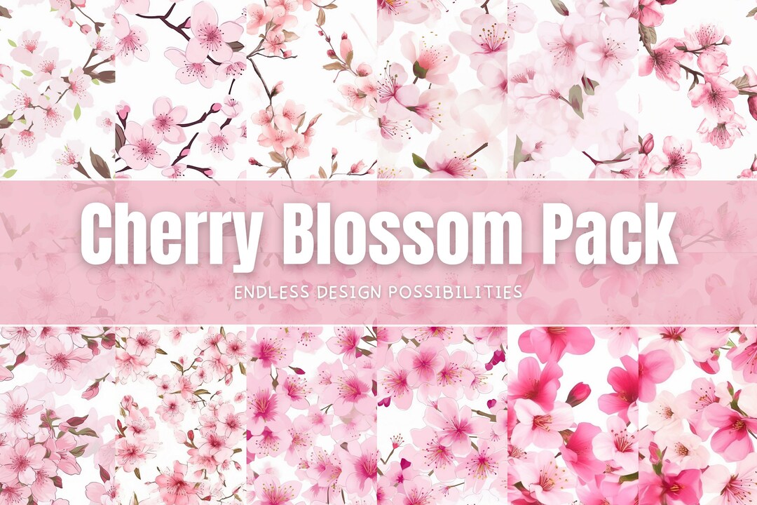 Cherry Blossom Digital Paper - SEAMLESS - Cherry Sakura Flowers ...