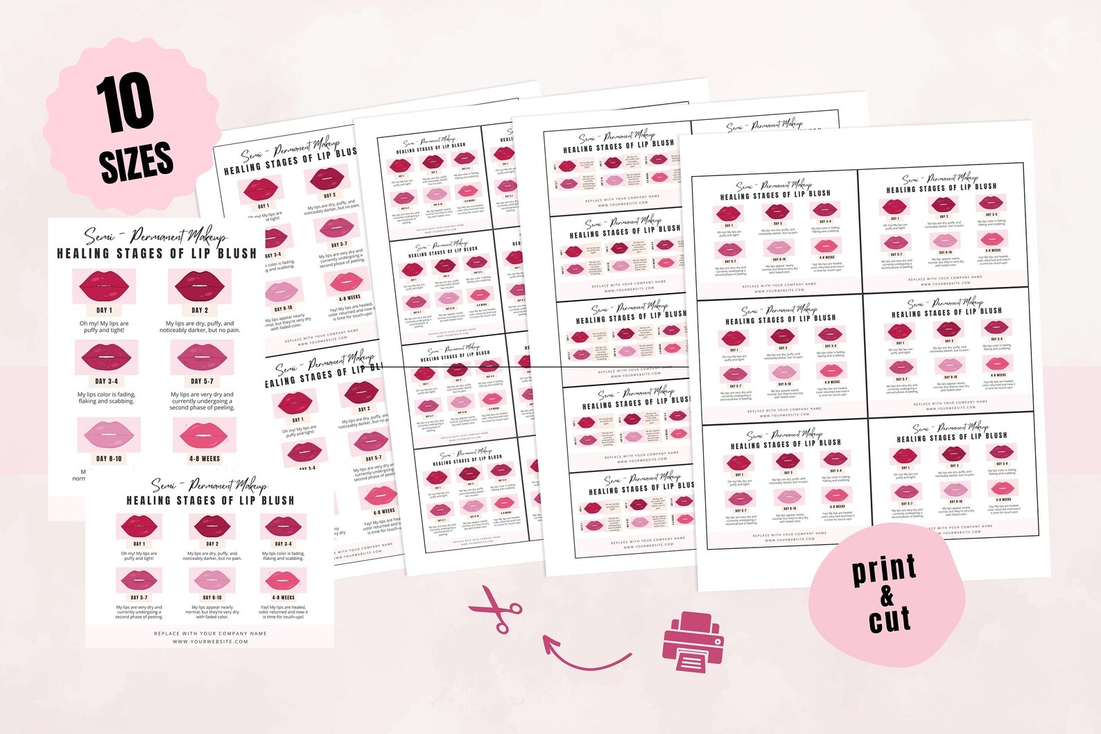 Lip Blush Template, Lip Blush Stages of Healing, Editable Semi ...