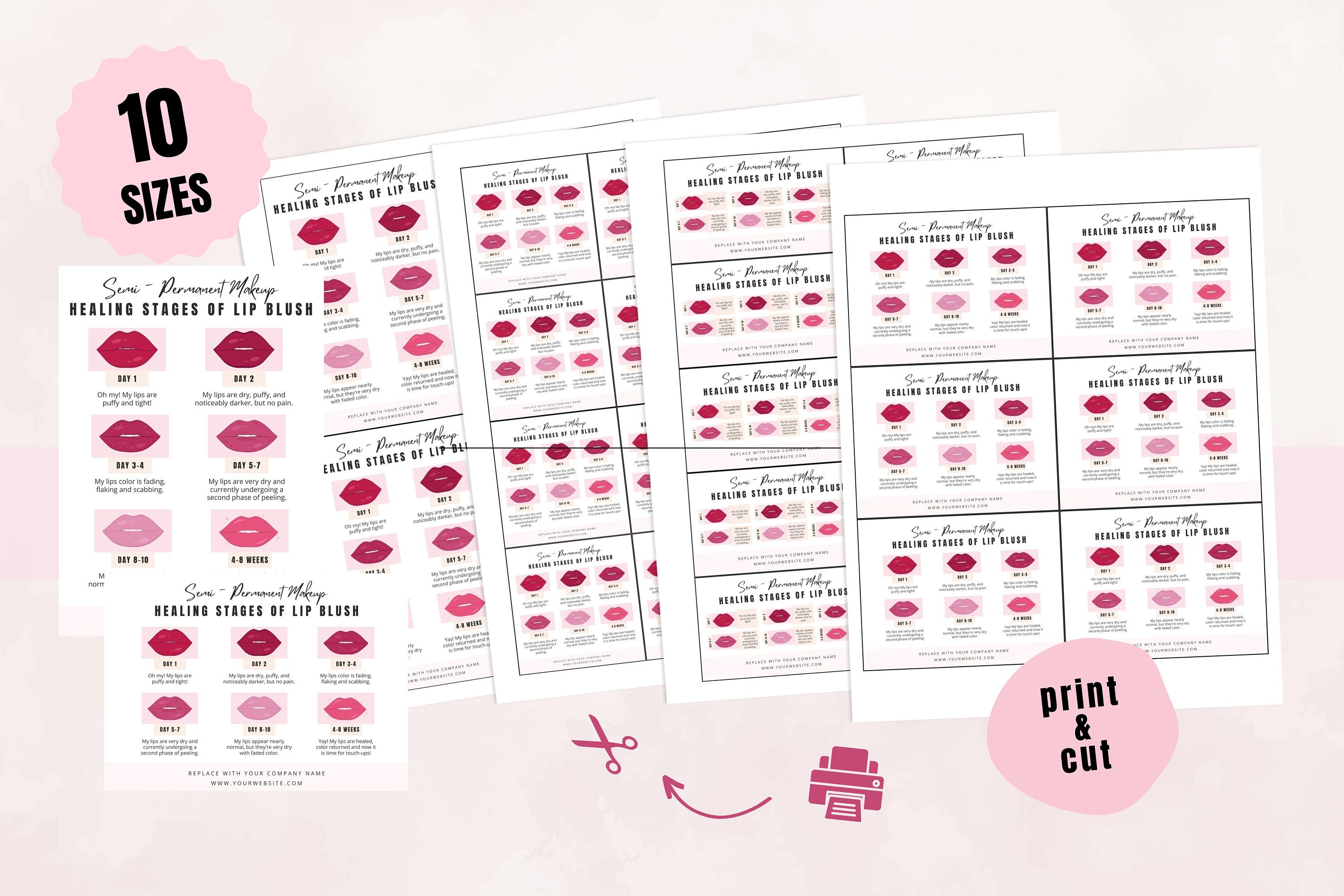 Lip Blush Template, Lip Blush Stages of Healing, Editable Semi ...