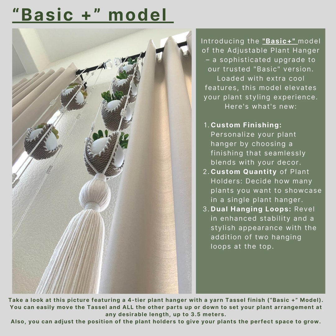 Basic+. Adjustable Customizable Plant Hanger, Wall Planter, Room ...