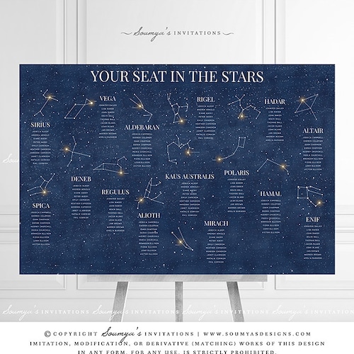 Star Constellation Seating Chart Starry Night Galaxy Wedding - Etsy