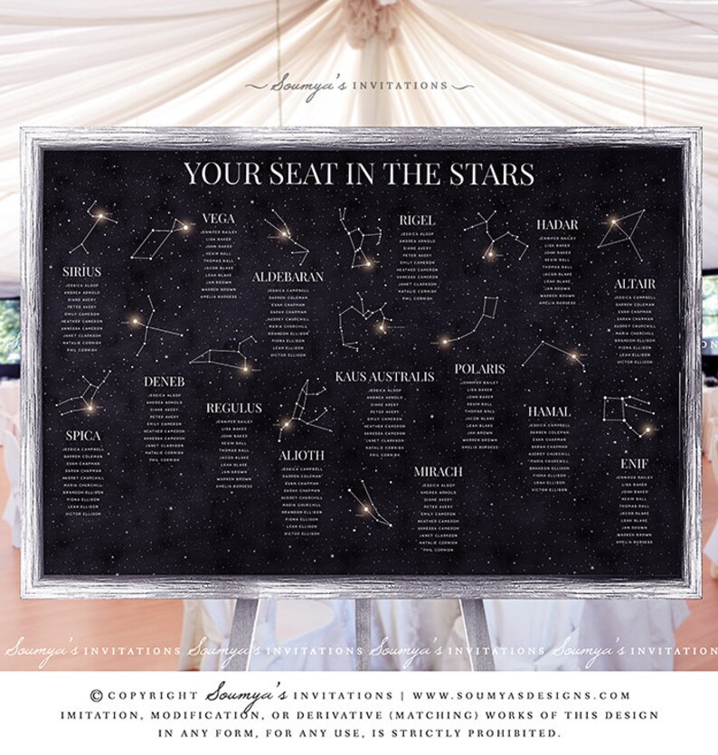 Star Constellation Seating Chart Starry Night Galaxy Wedding | Etsy
