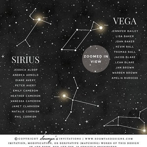 Star Constellation Seating Chart, Starry Night Galaxy Wedding Seating ...