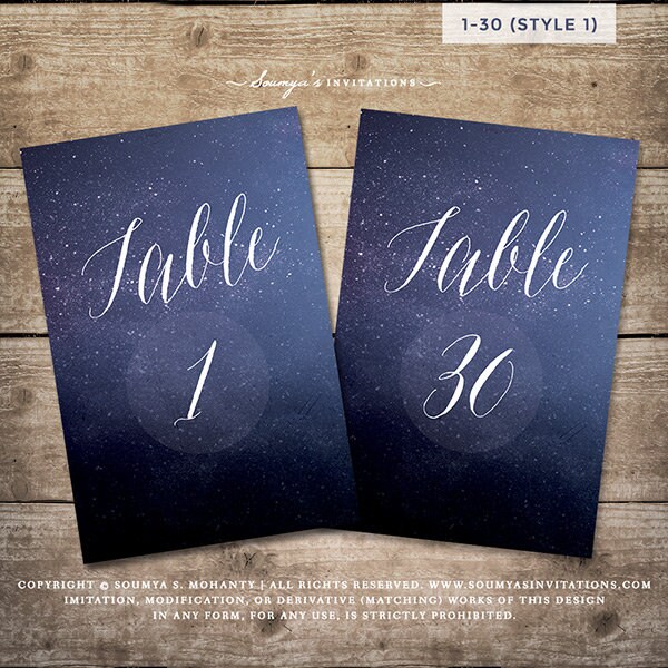 Star Celestial Table Numbers Starry Night Galaxy Astronomy - Etsy