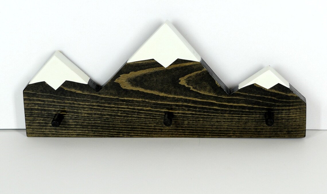 Mountain View Key Rack Entryway Key Holder Stained Snow | Etsy