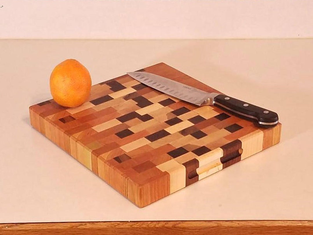 Abstract End Grain Cutting Board, 12 X 11 Hardwood Chopping Block ...