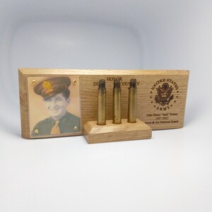 Three Volley Salute Memorial Display With Photo Frame, Laser Engraved ...