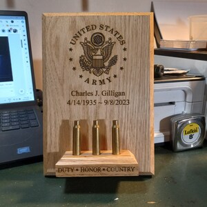 Three Volley Salute Memorial Shell Wall Plaque, Laser Engraved Hardwood ...