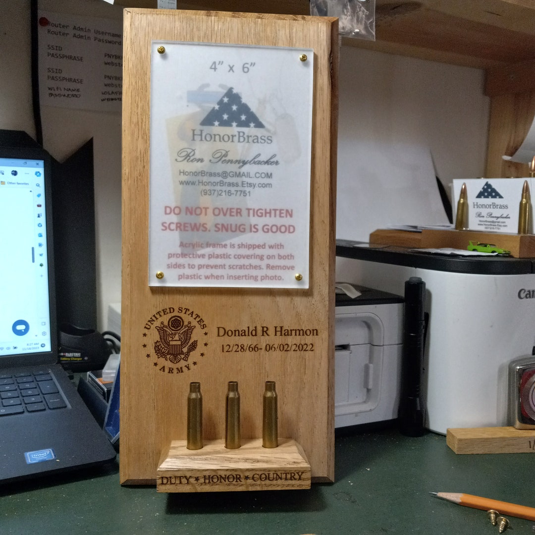 Three Volley Salute Memorial Shell Wall Photo Plaque, Laser Engraved ...