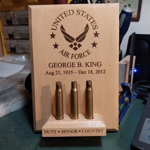 Three Volley Salute Memorial Shell Wall Plaque, Laser Engraved Hardwood ...