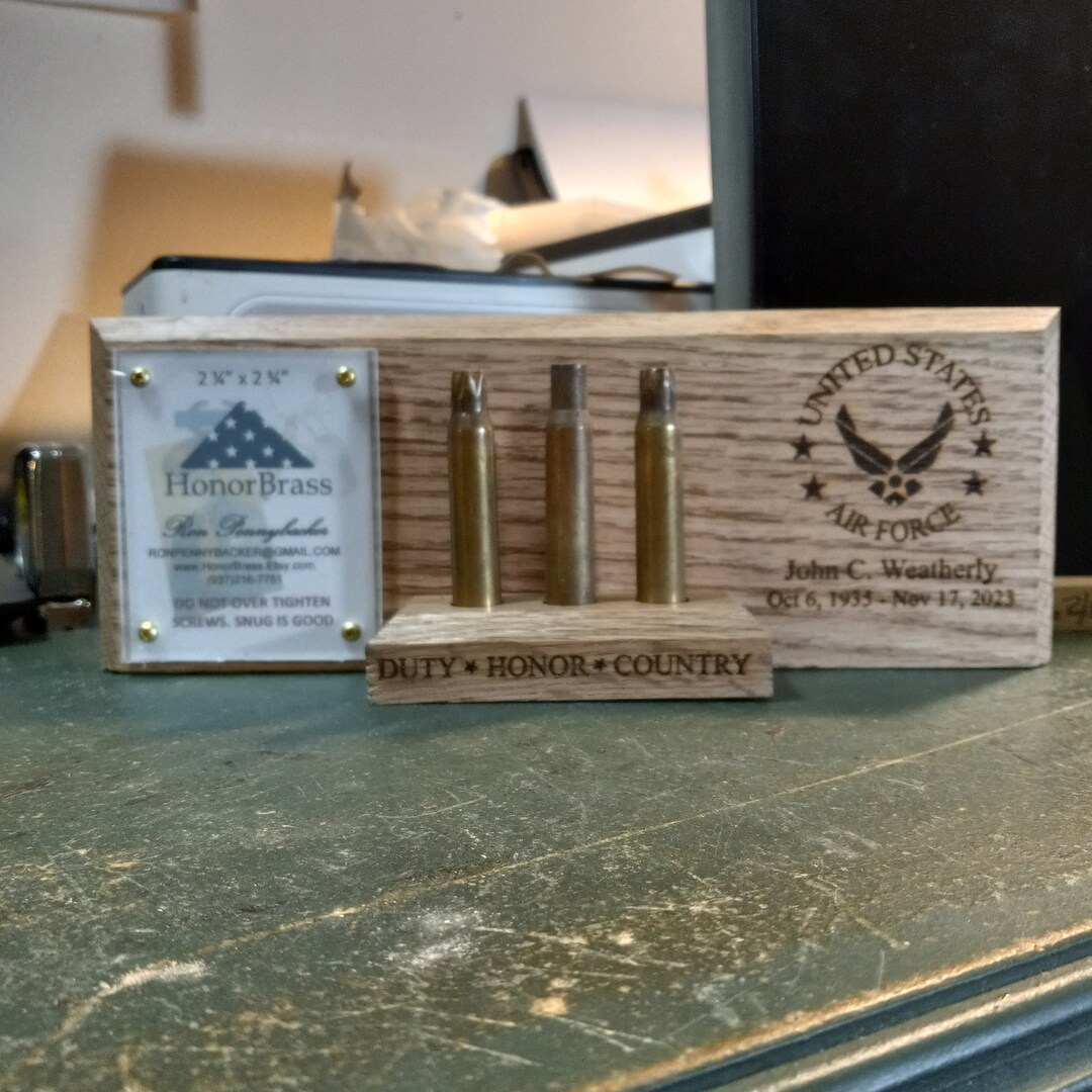 Three Volley Salute Memorial Display With Photo Frame, Laser Engraved ...