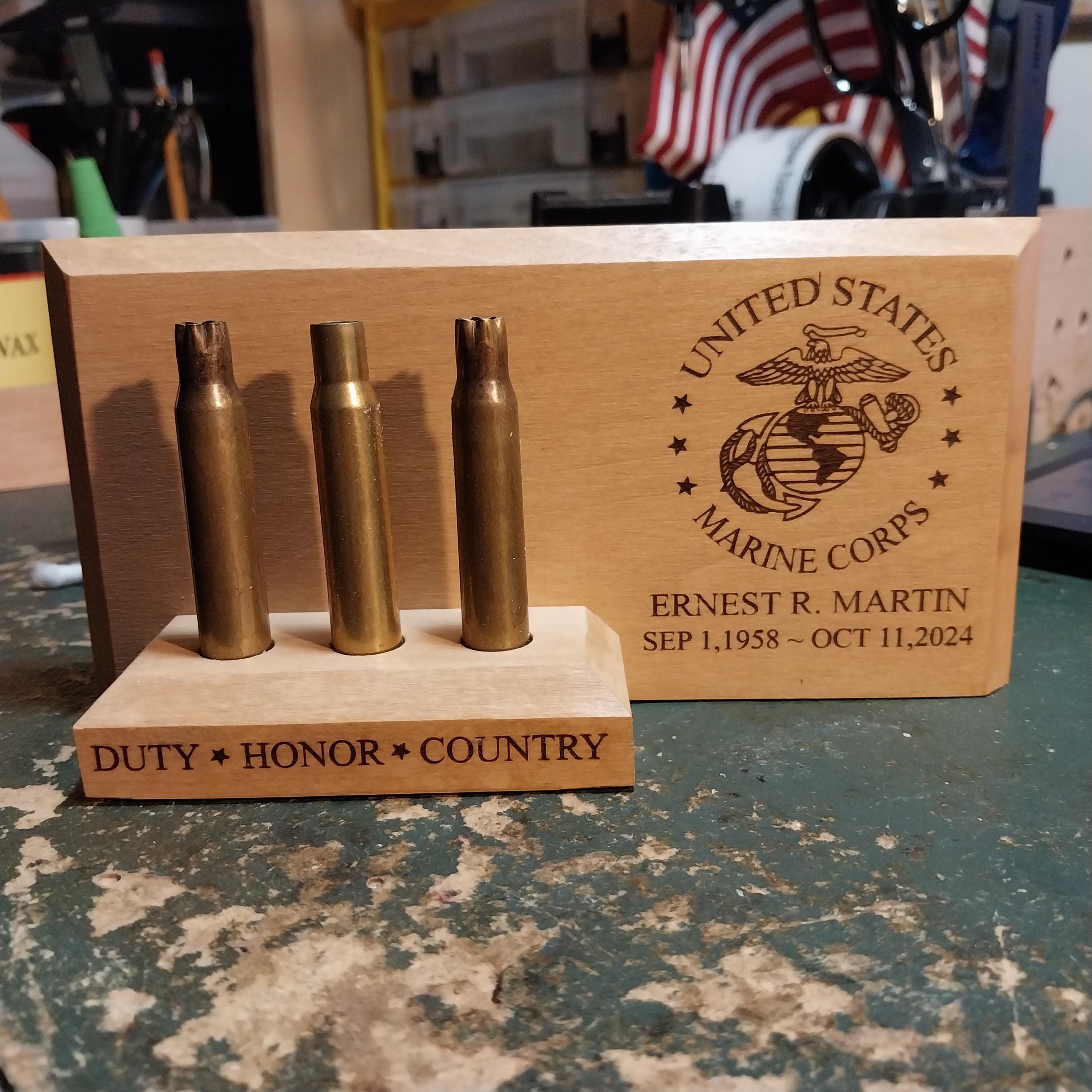 Three Volley Salute Memorial Shell Desk / Shelf Display, Laser Engraved ...