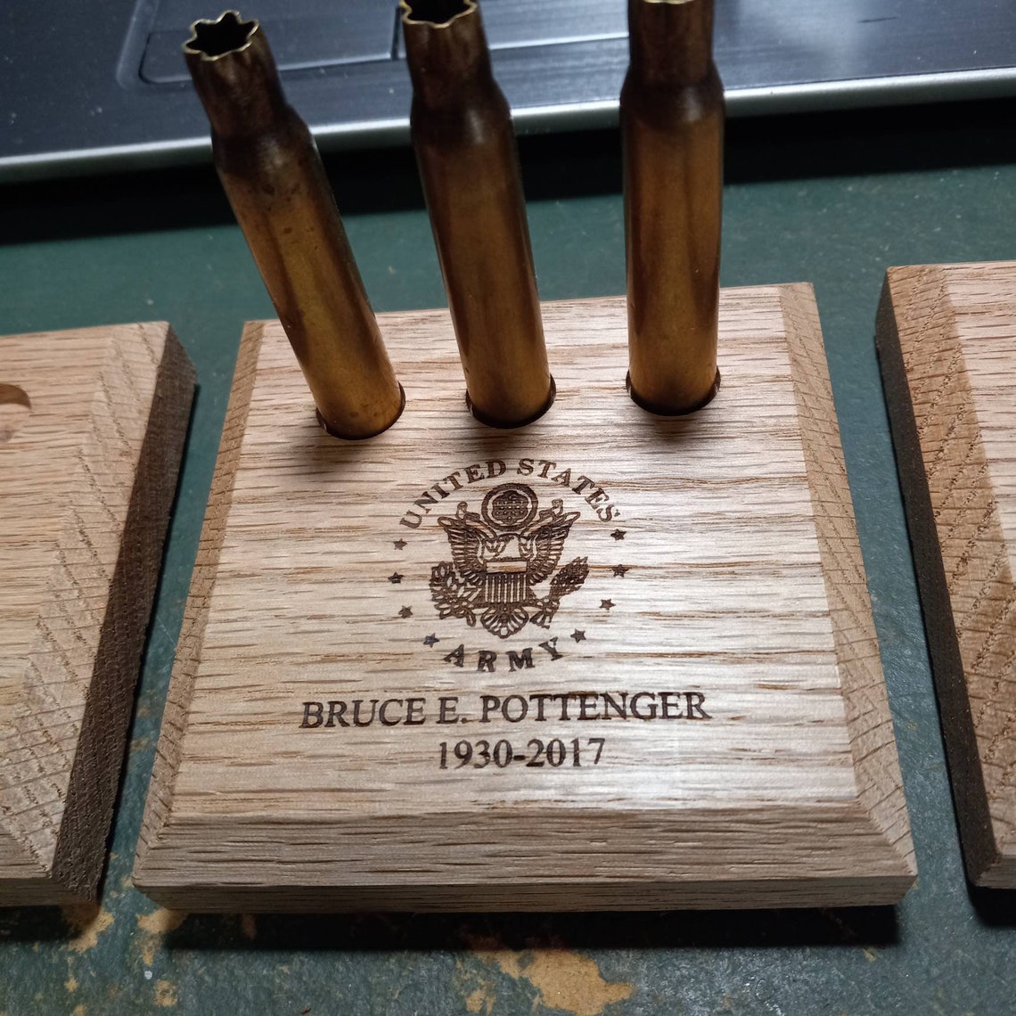 Three Volley Salute Memorial Shell Display Laser Engraved Oak - Etsy