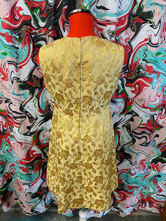 Vintage 60s Formal Dress Gold Brocade Gorgeous 36 x 35 - Gem