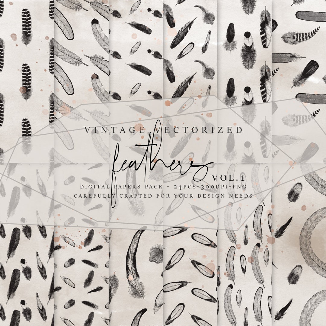 Plumas papel Digital pluma Clipart de patrones sin fisuras plumas ...