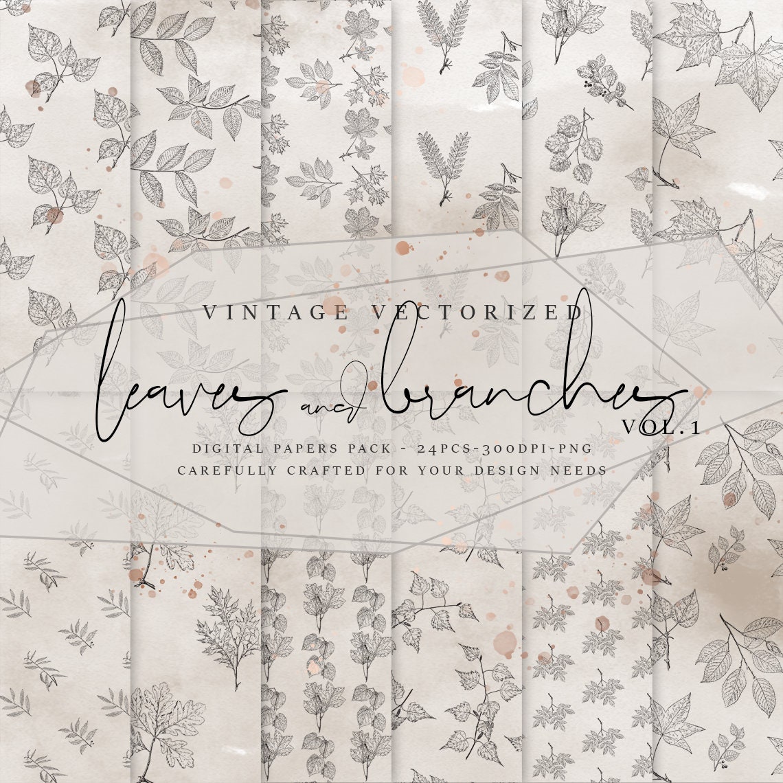 Leaves Digital Paper Leaves Clipart Seamless Pattern Greenery Scrapbook ...