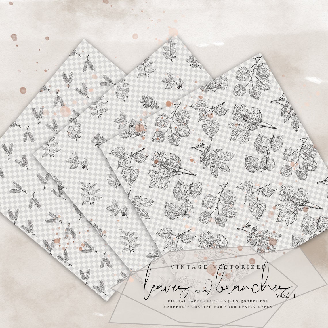 Leaves Digital Paper Vol.2 Leaves Clipart Seamless Pattern - Etsy